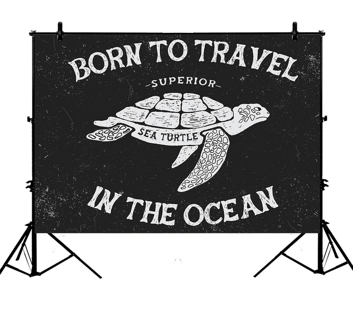 YKCG 7x5ft Funny Sea Turtle Art Funny Sea Turtle Art Born to Travel in ...