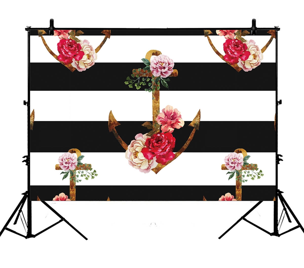 YKCG 7x5ft Nautical Navy Ocean Ship Stripes Anchor Flower Photography ...