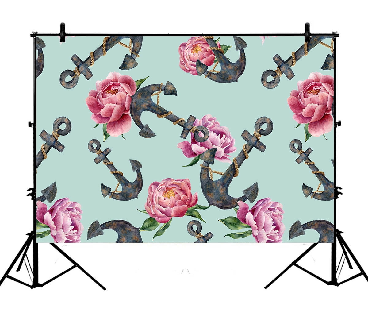 YKCG 7x5ft Retro Nautical Sea Ocean Navy Anchor Flowers Photography ...