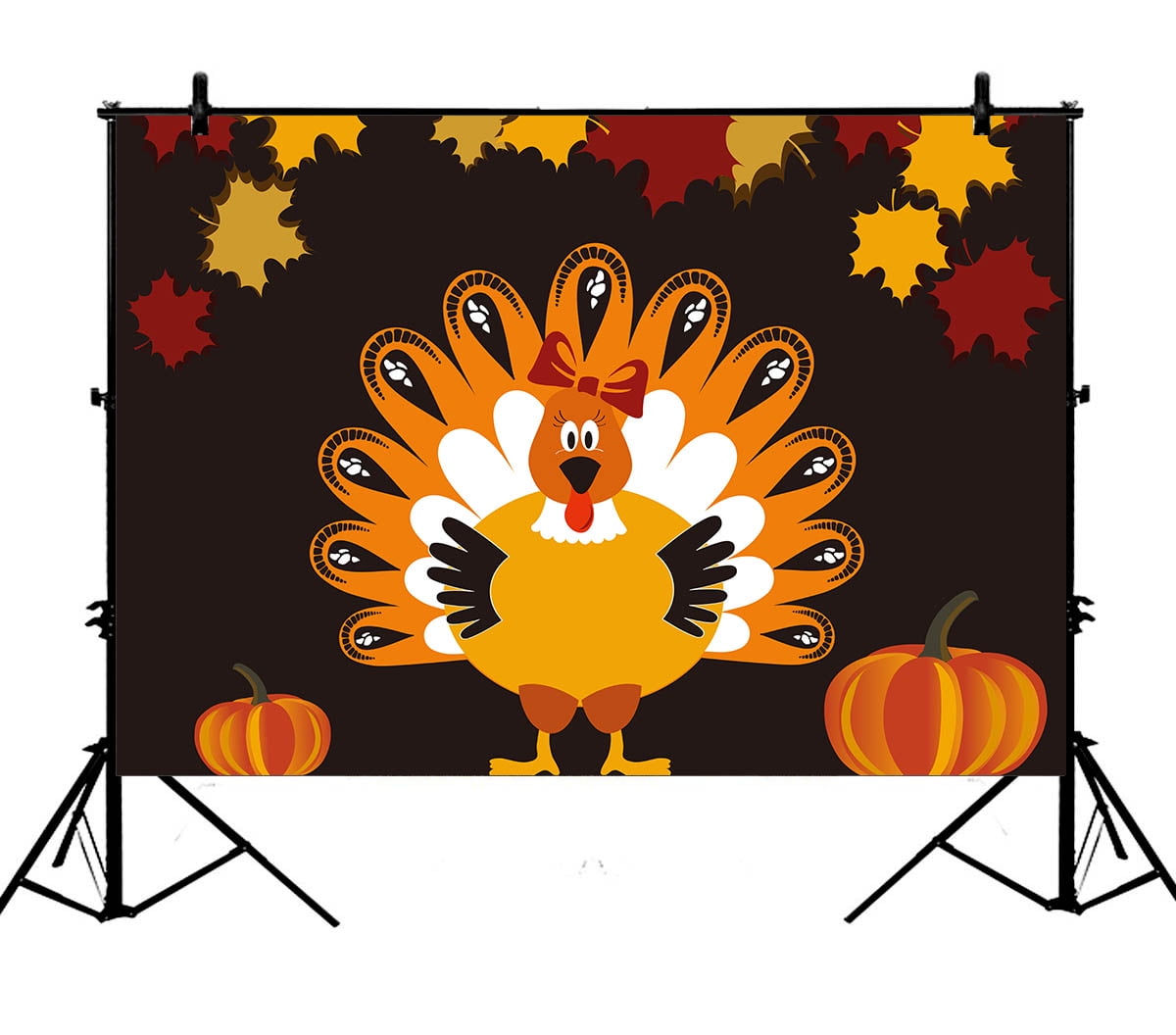 YKCG 7x5ft Thanskgiving Day Beautiful Turkey with Pumpkin and Red Maple ...
