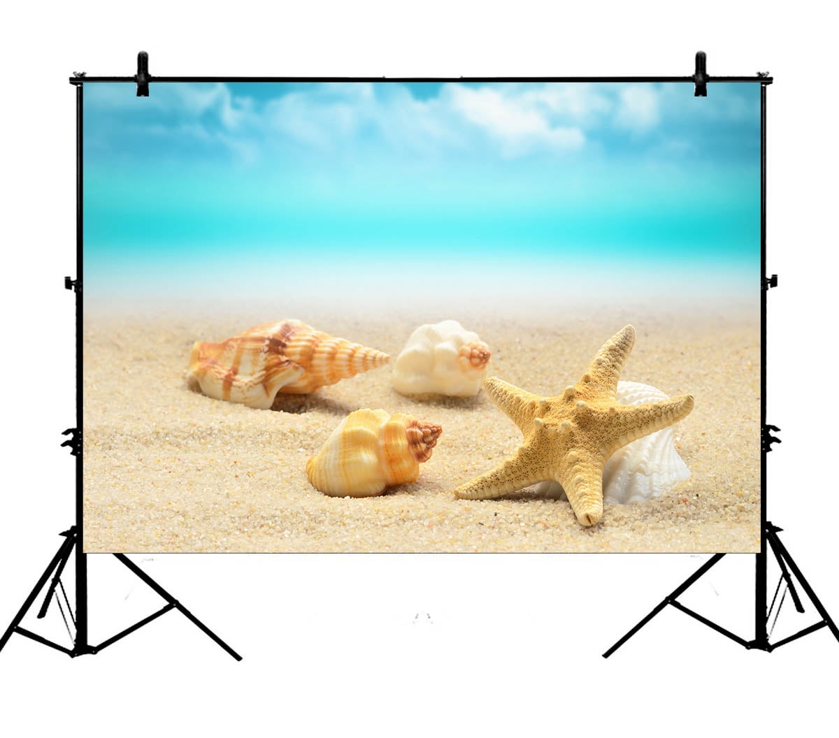 YKCG 7x5ft Tropical Island Sandy Beach Seashell Starfish Blue Sky ...