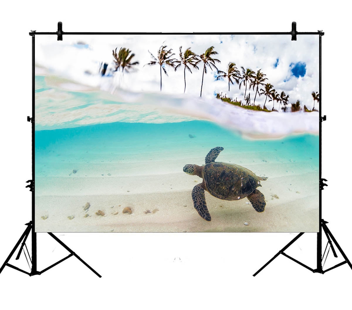 YKCG 7x5ft Tropical Sand Beach Palm Tree Underwater Sea Turtle ...