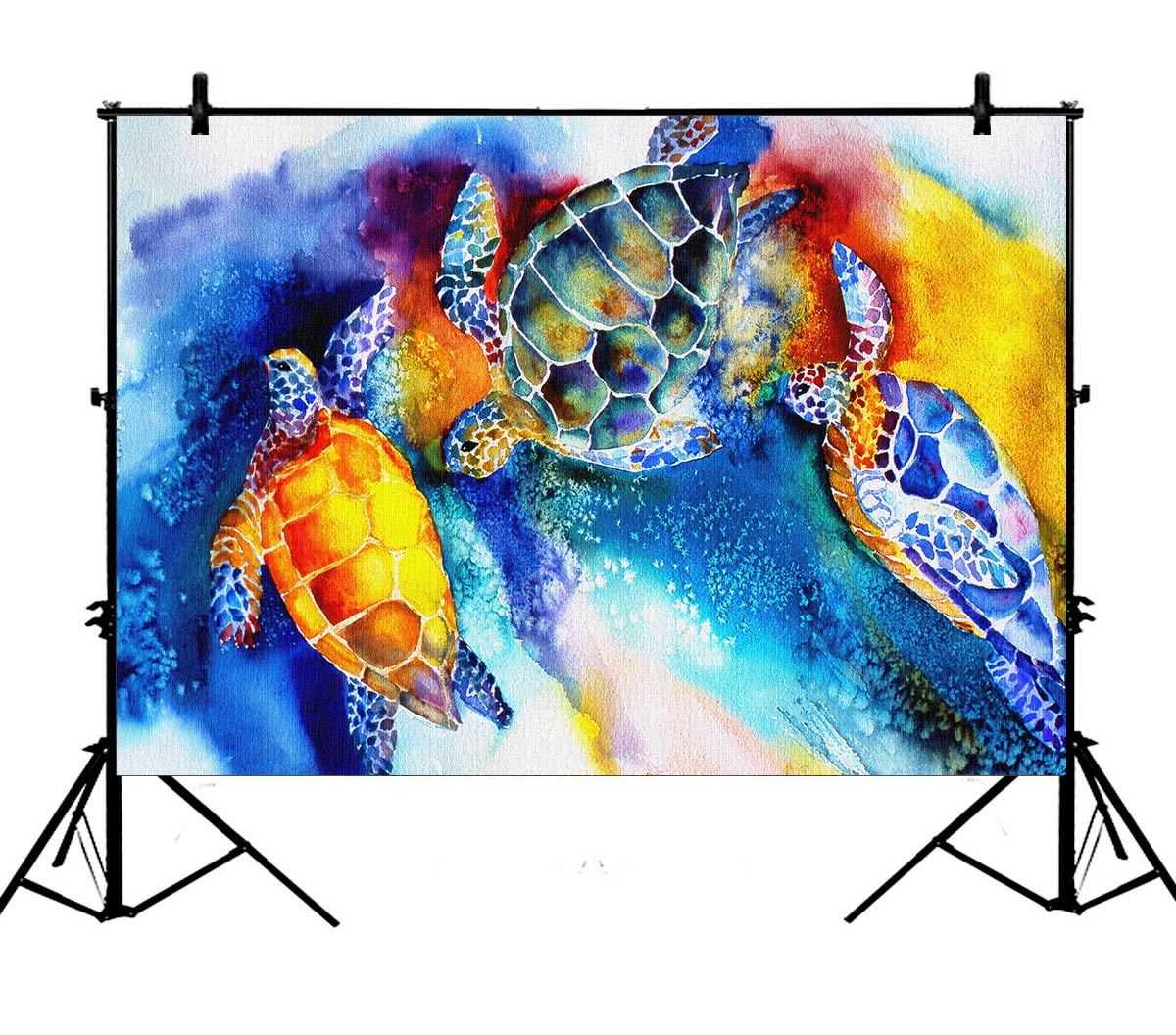 YKCG 7x5ft Watercolor Underwater Sea Turtle Ocean Animals Turtoise ...