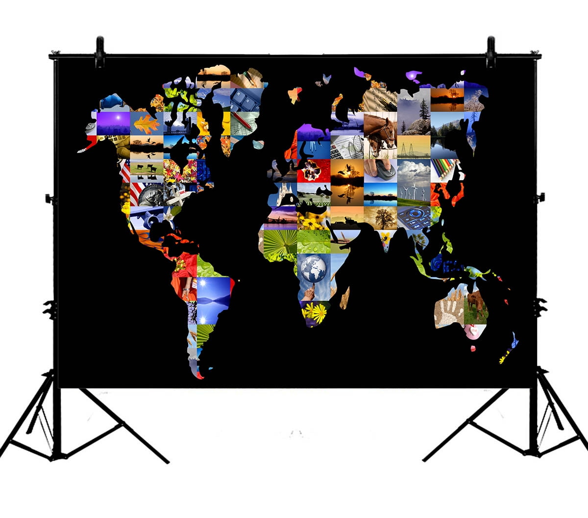 YKCG 7x5ft World Map Composed of Photograph Photography Backdrops ...