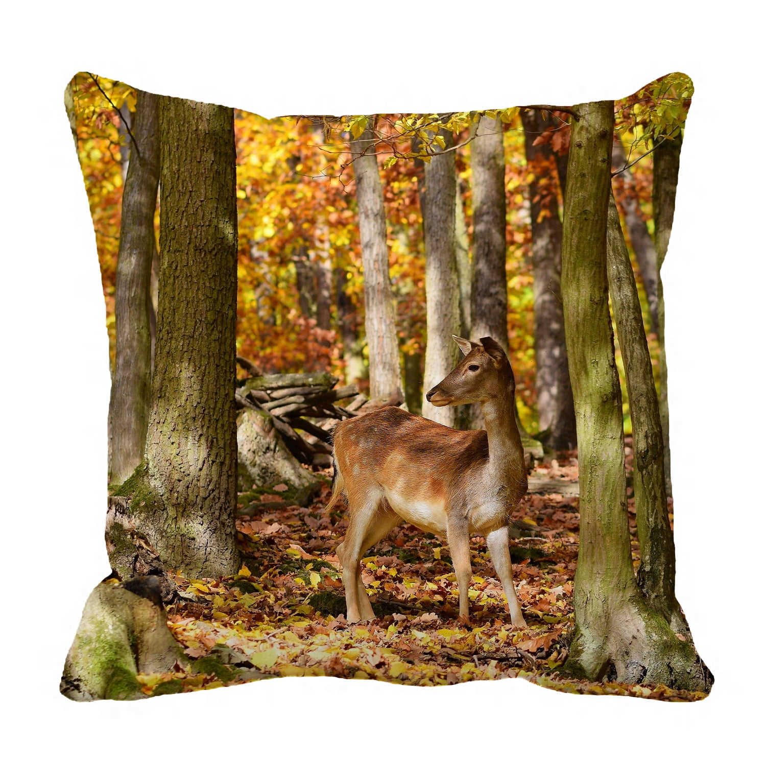 YKCG Autumn Nature Scenery Fall Forest Deer Pillowcase Pillow Cushion ...