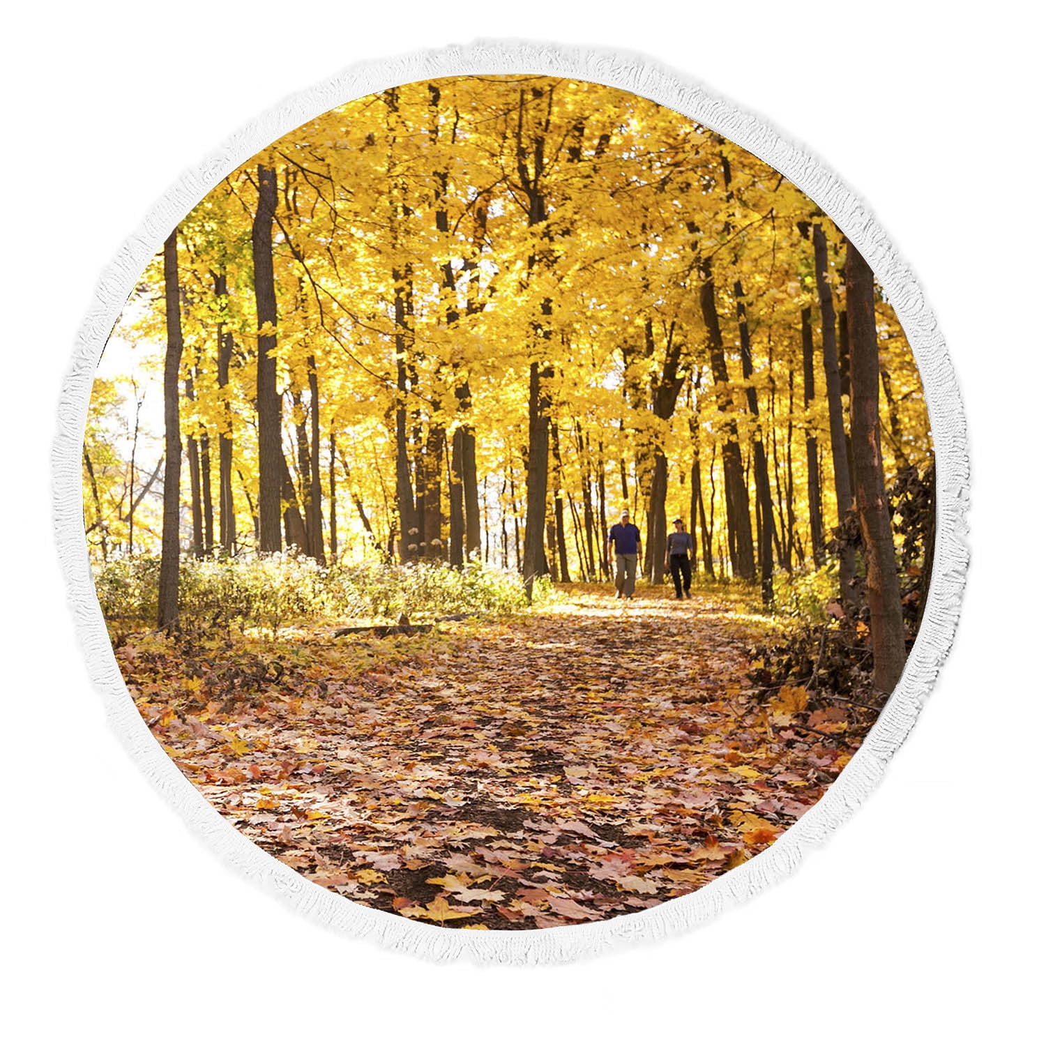 YKCG Autumn Park Benches Fall Wood Tree Round Beach Towel Beach Mats ...
