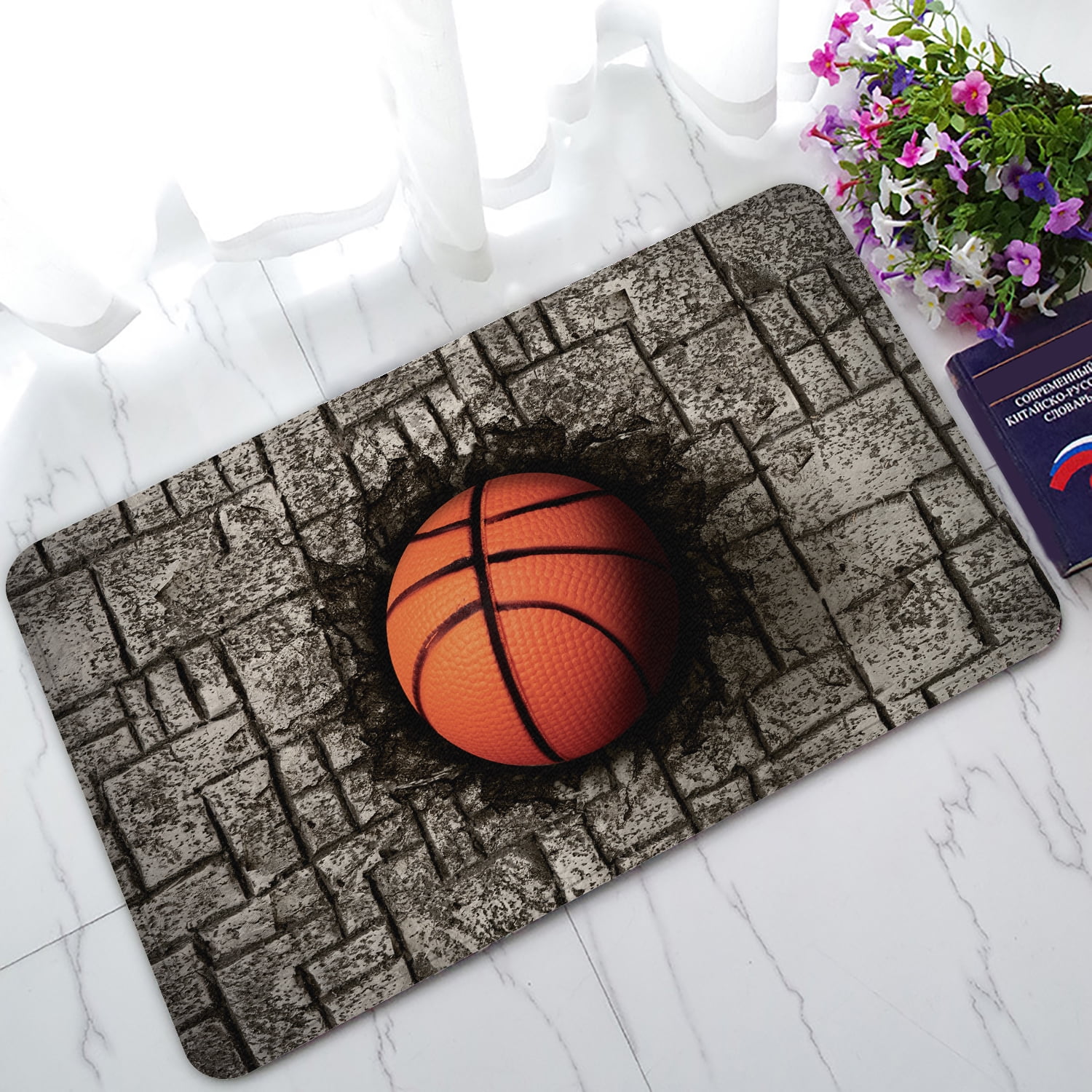 YKCG Basketball Sports Grey Brick Wall Doormat Indoor/Outdoor/Bathroom ...