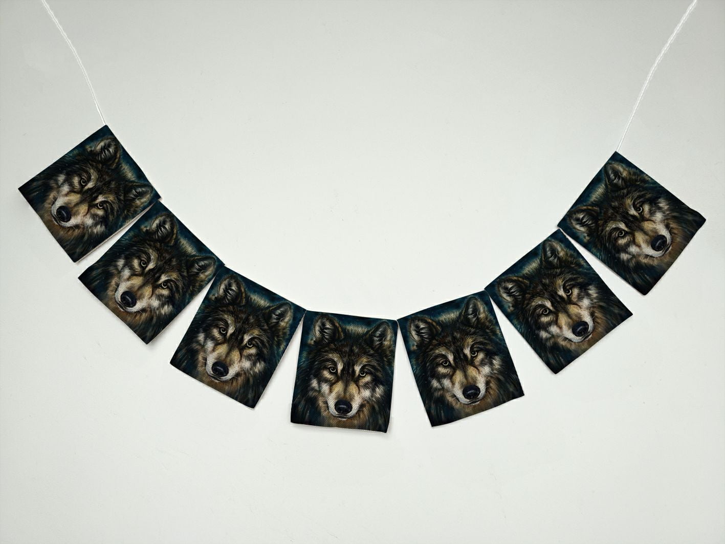 YKCG Brave Black Wolf Banner Bunting Garland Flag Sign for Home Family ...