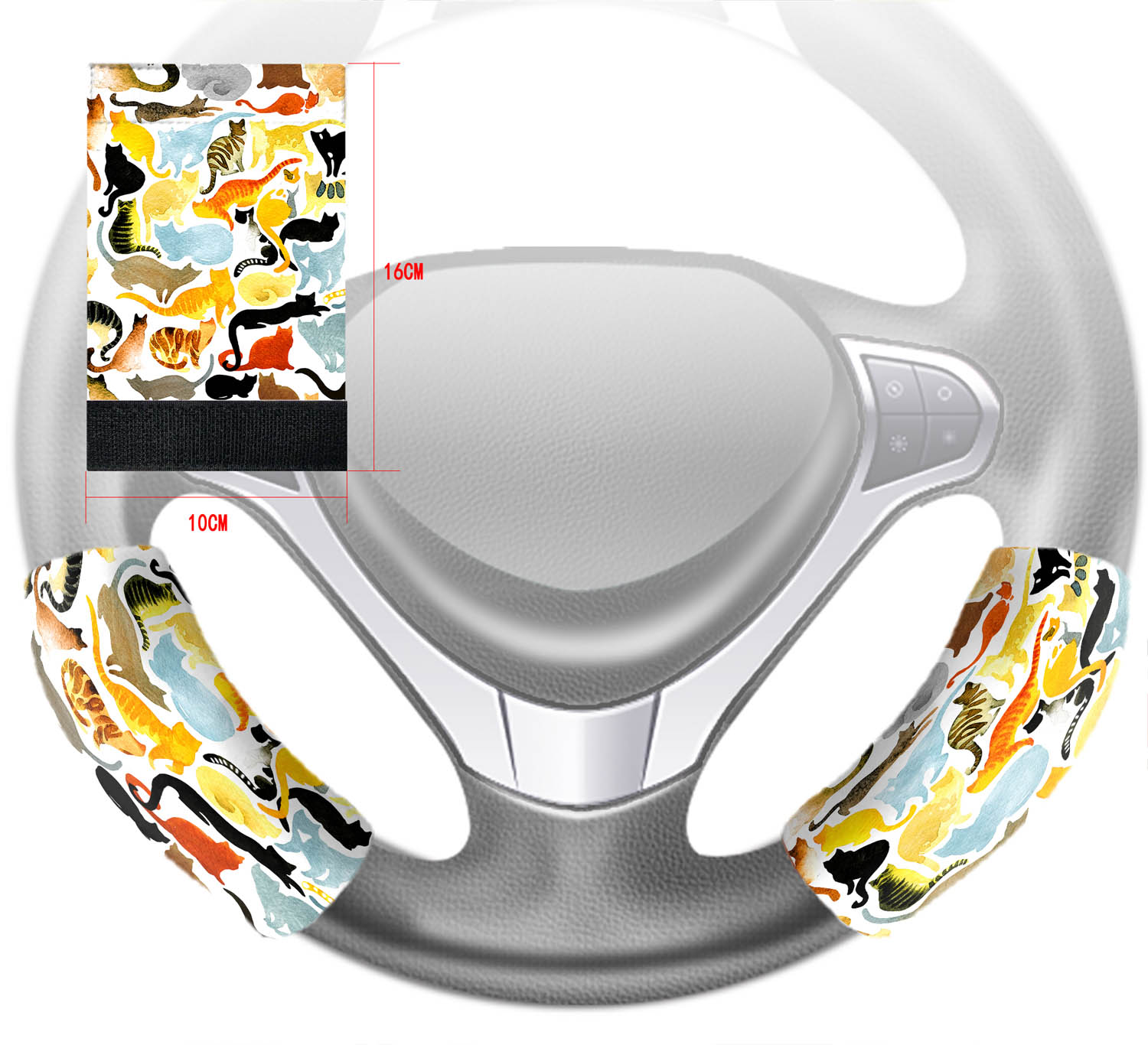 YKCG Cute Kitten Funny Animals Cat Steering Wheel Cover Hook and Loop ...