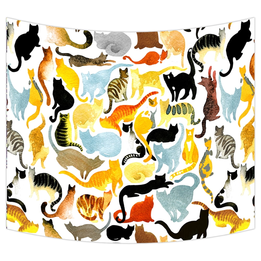 YKCG Cute Kitten Funny Animals Cat Wall Hanging Tapestry Wall Art 51x60 ...
