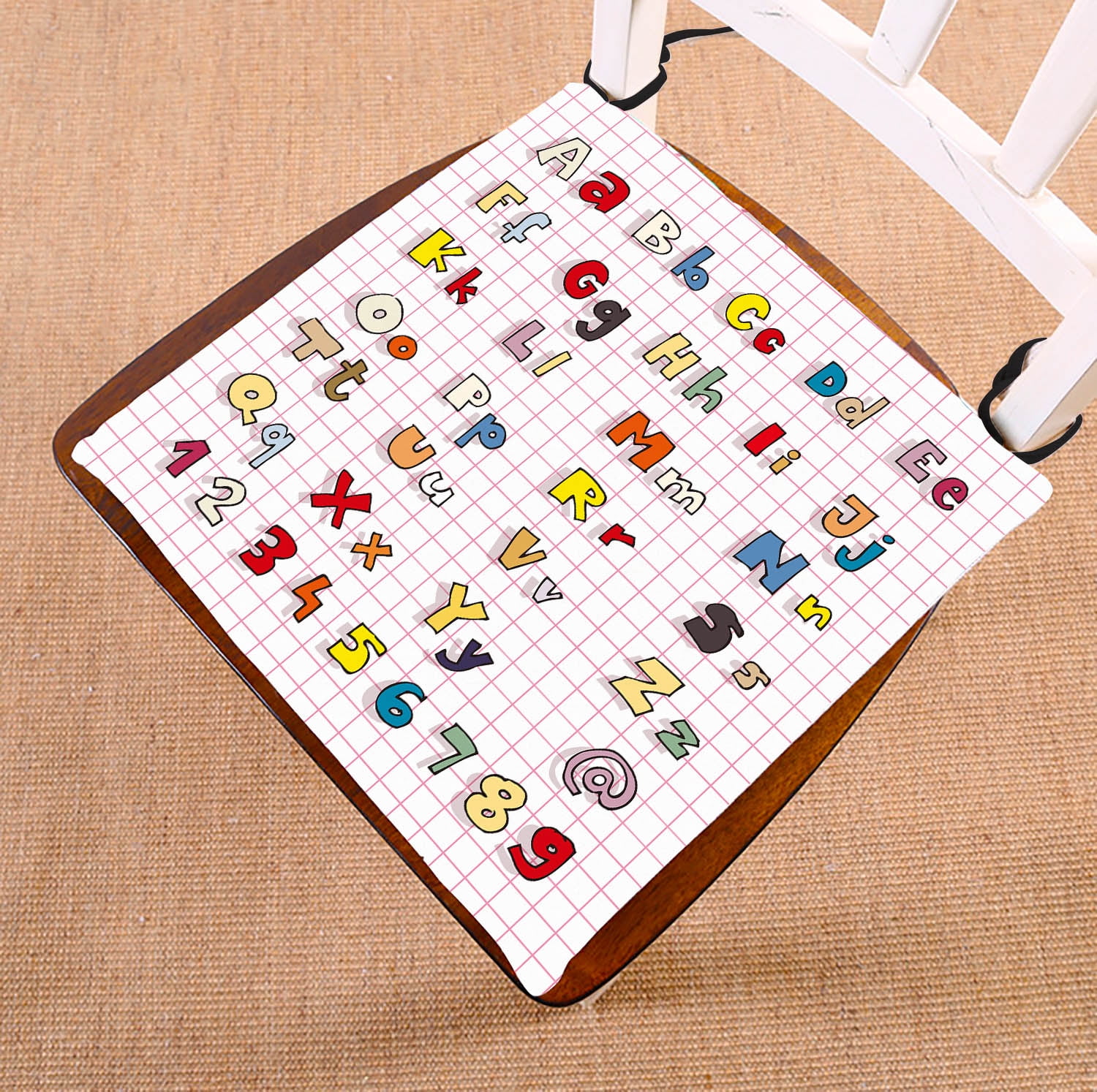 YKCG Hand Drawn Alphabet ABC with Shadows and Colors Seat Cushion Chair ...