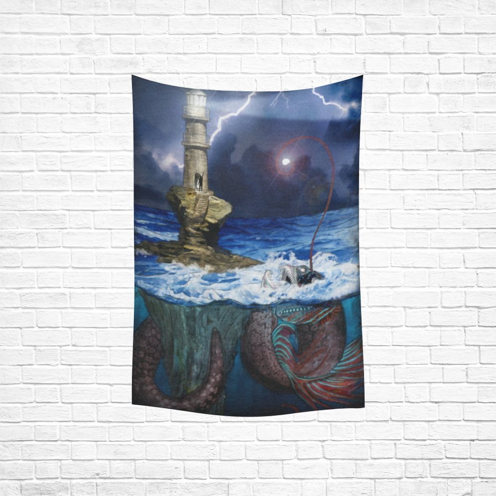YKCG Home Decoration Monster Attack Lighthouse Wall Hanging Tapestry 90 ...