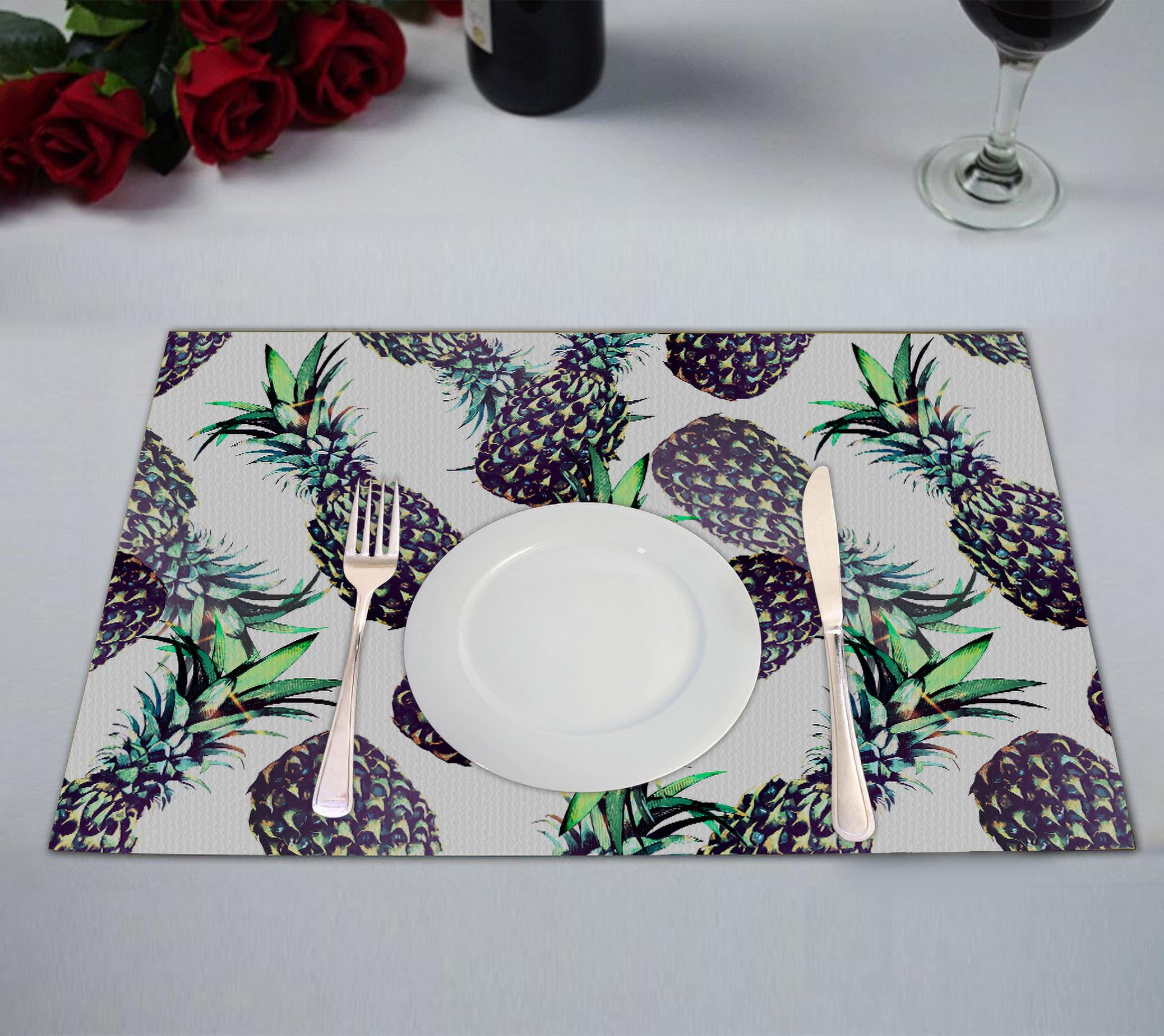 YKCG Pineapples Floral Tropical Fruits Placemats Size 12x18 inches,Set ...