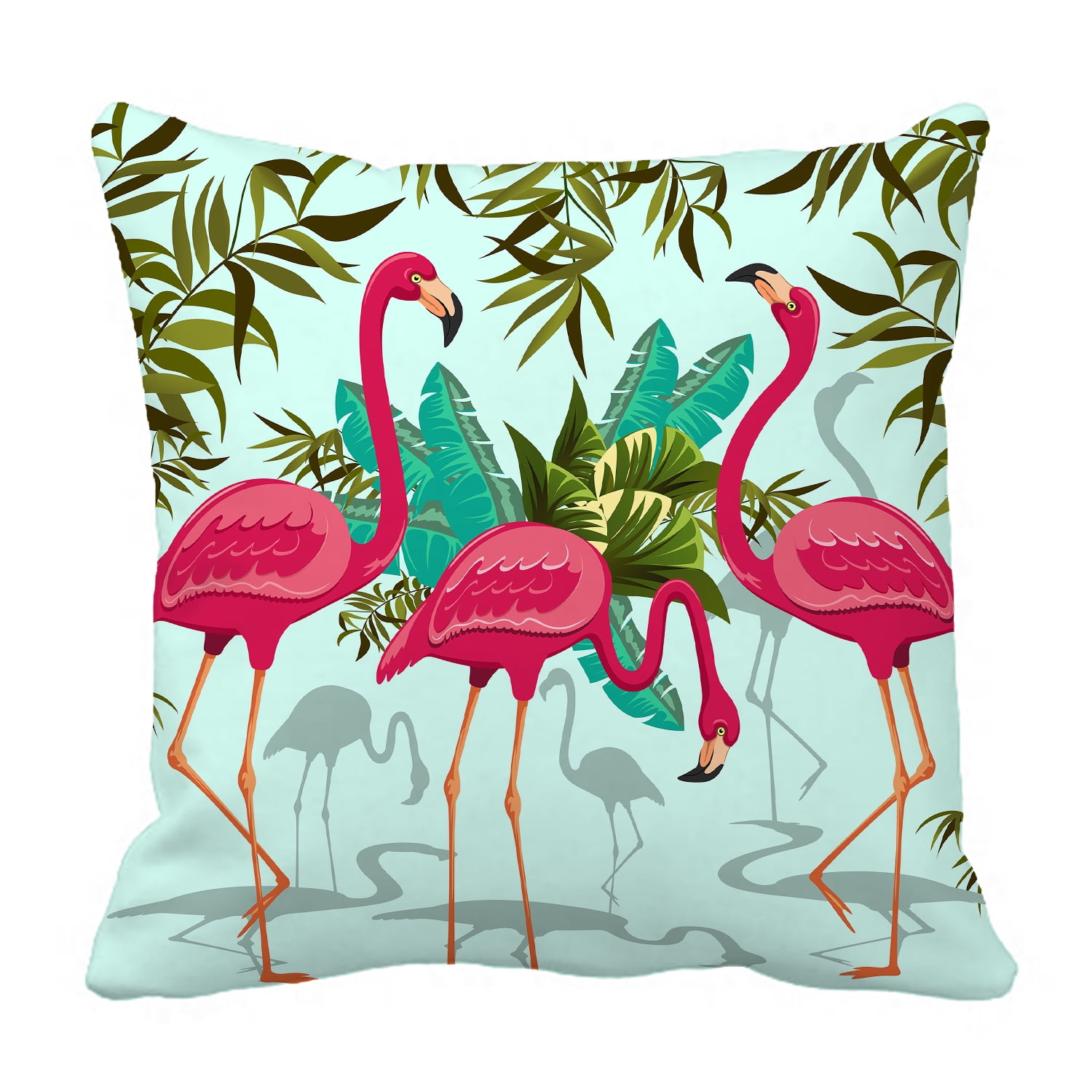YKCG Pink Flamingo Tropical Floral Palm Leaves Pillowcase Pillow ...