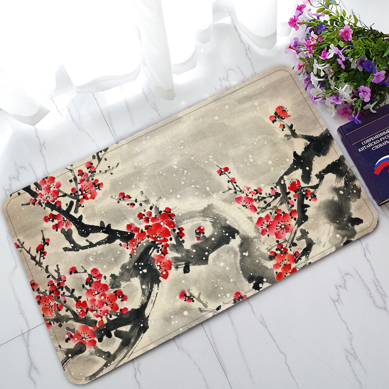 YKCG Plum Blossom Floral Flower Traditional Chinese Painting Doormat ...