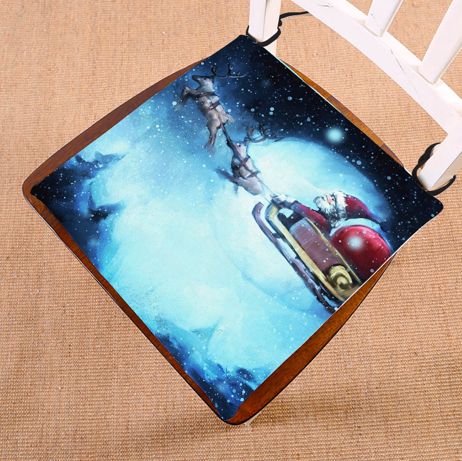 YKCG Santa Claus Rides Reindeer Christmas Night Seat Cushion Chair ...
