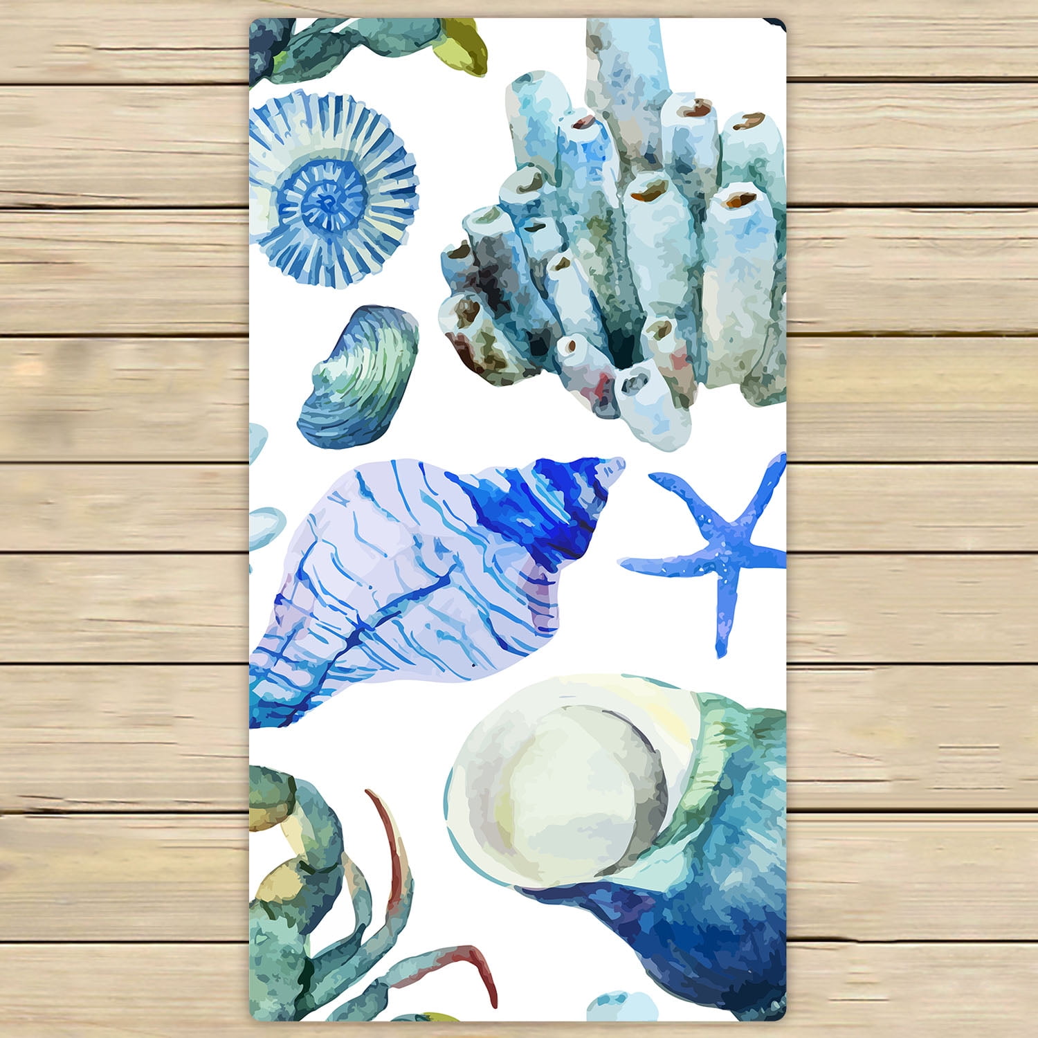 YKCG Sea Ocean Watercolor Seashell Coral Crab Hand Towel Beach Towels ...