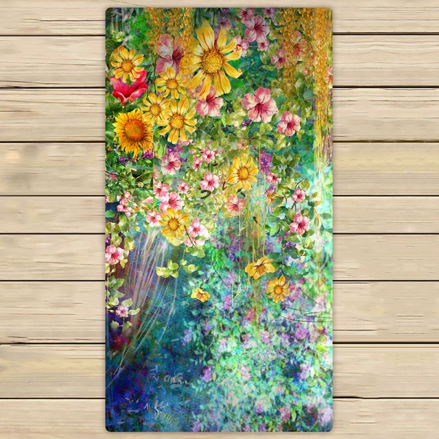 YKCG Spring Sunflower Mystic Floral Flower Hand Towel Beach Towels Bath ...