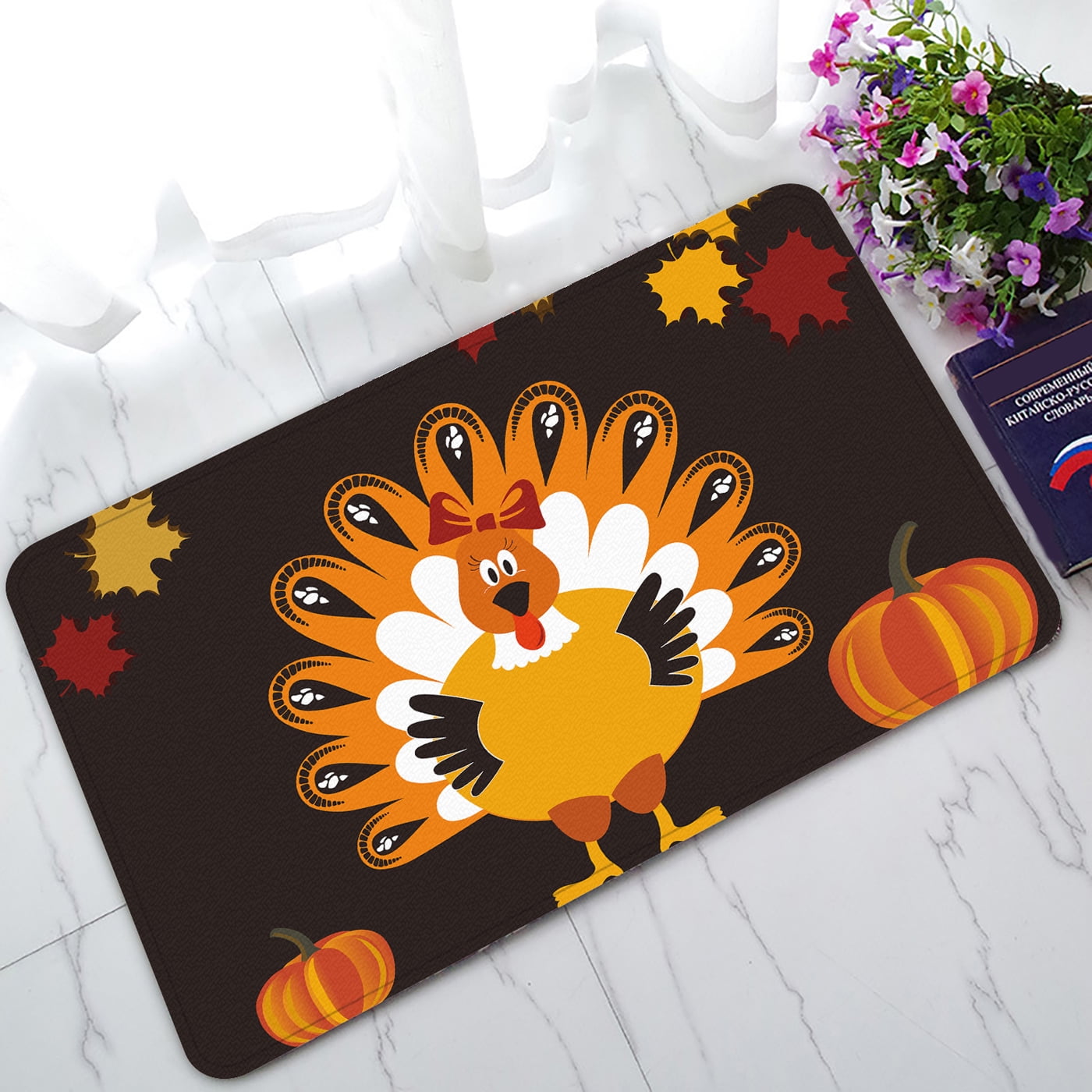 YKCG Thanskgiving Day Beautiful Turkey with Pumpkin and Red Maple ...