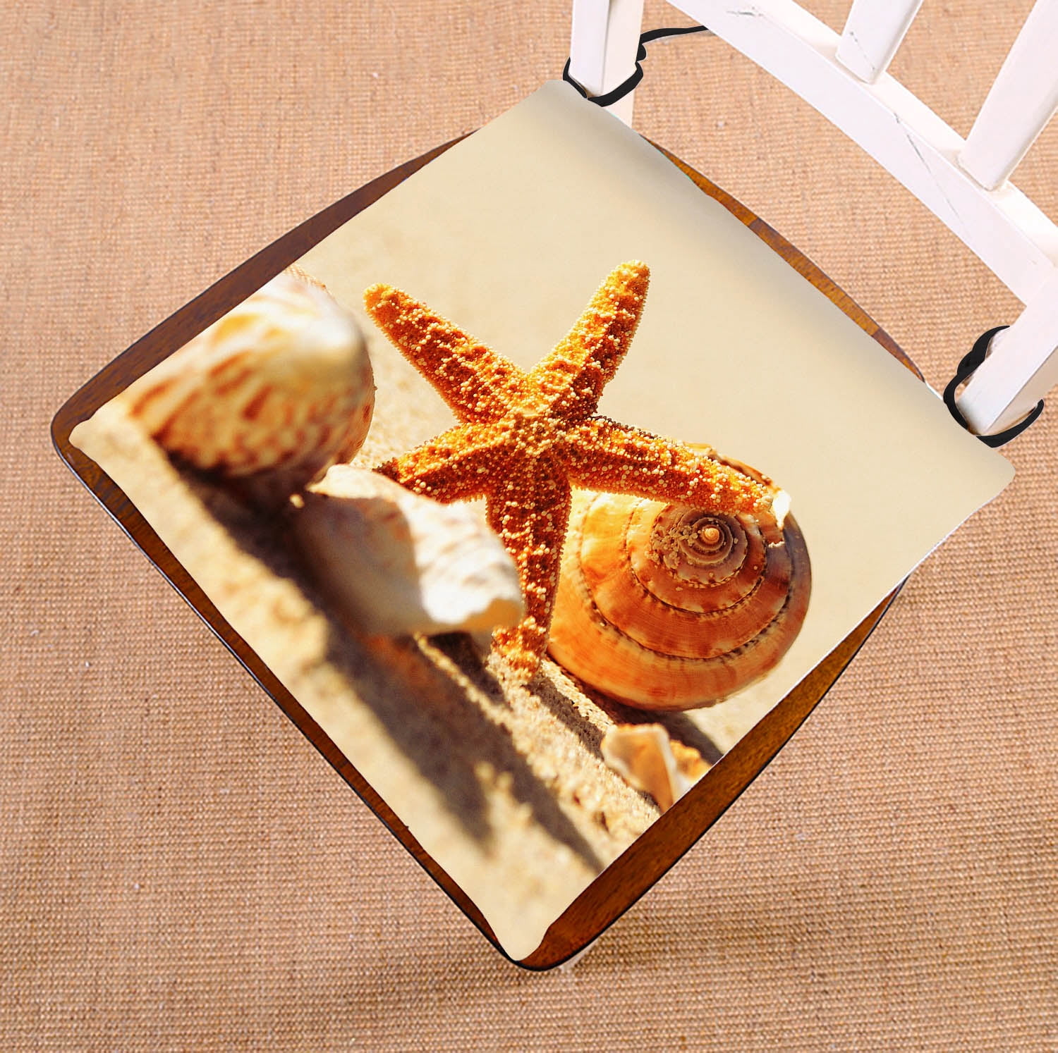 YKCG Tropical Island Sandy Beach Seashell Starfish Seat Cushion Chair ...