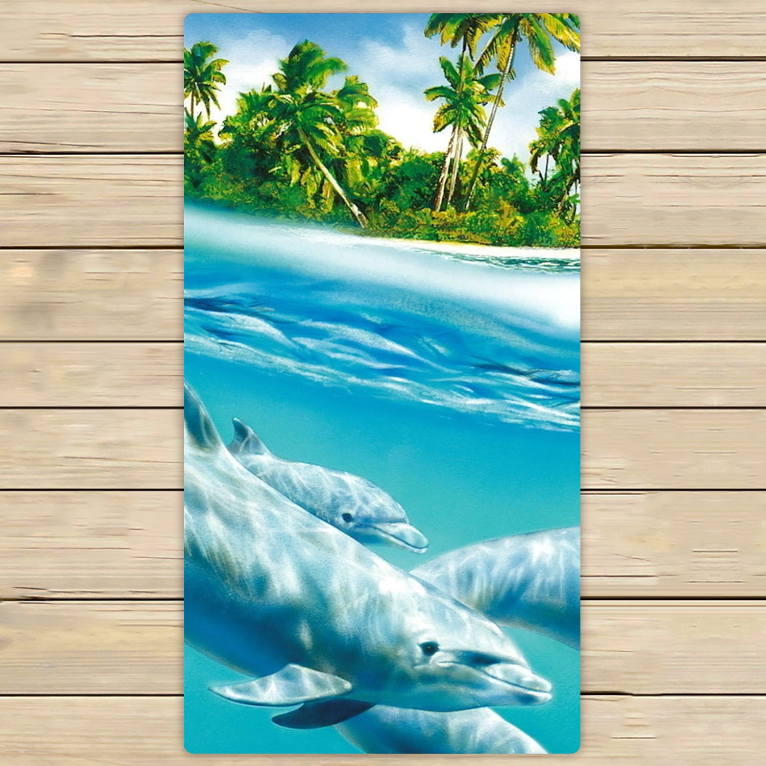 YKCG Underwater Dolphins Family Funny Sea Animals Hand Towel Beach ...