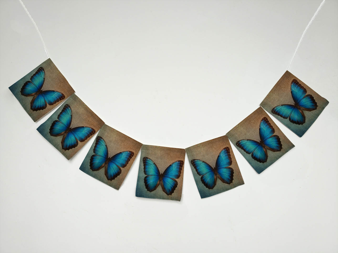 YKCG Vintage Blue Butterfly Banner Bunting Garland Flag Sign for Home ...