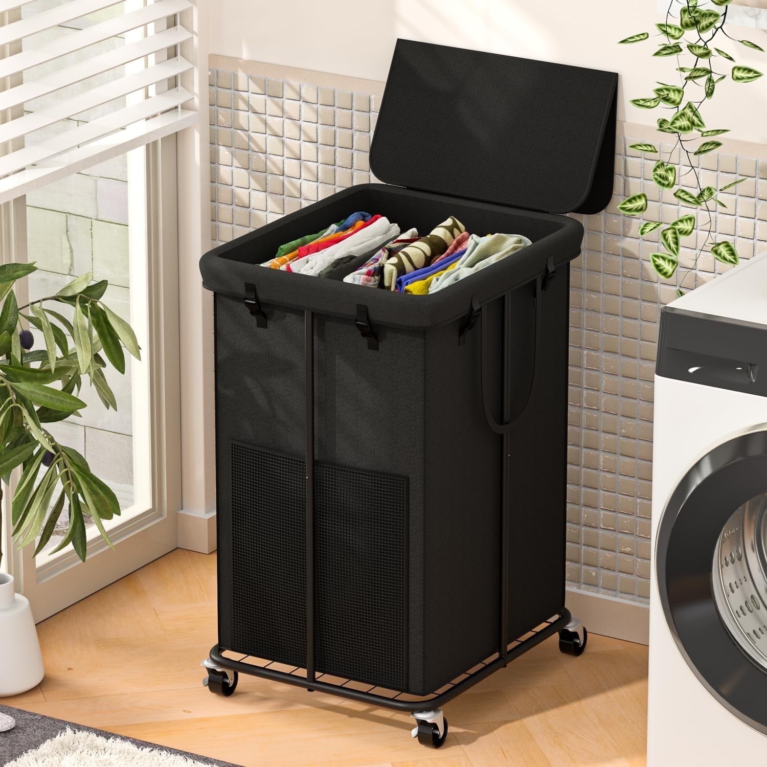 YKDIRECT 150L Large Laundry Hampers with Lid, Oxford Fabric Laundry ...