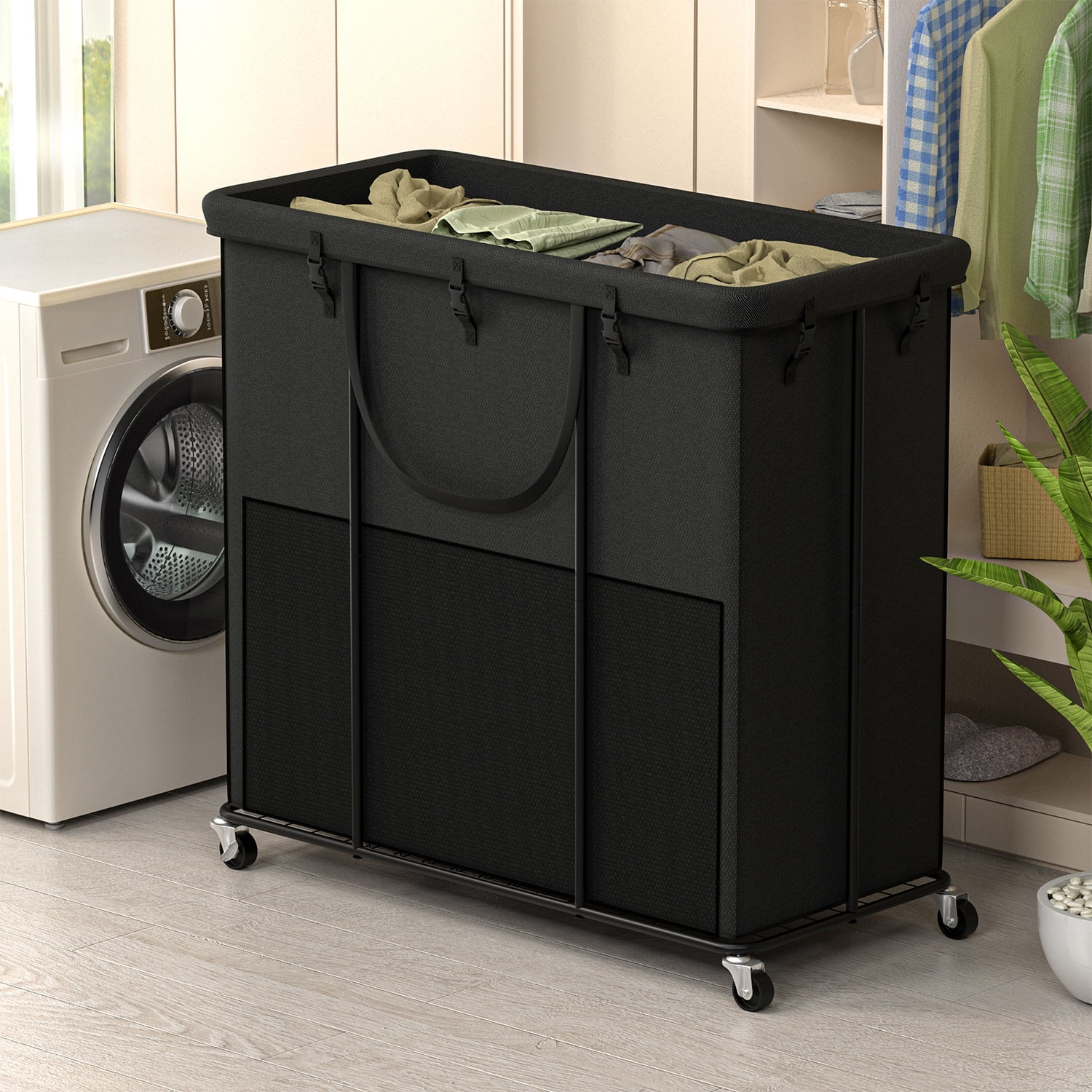 YKDIRECT Large Laundry Hamper 320L Oxford Fabric, Metal Frame ...