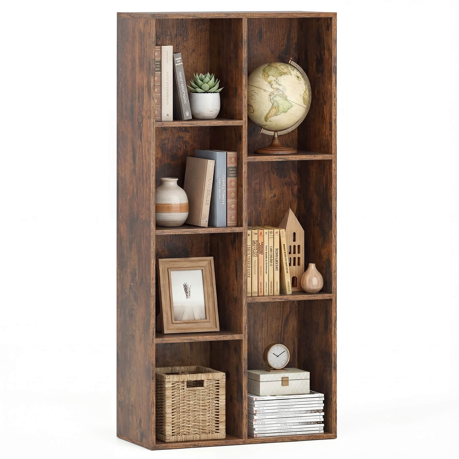 YKITRD 7 Cube Bookcase, Freestanding Cube Bookshelf with 7 Compartments ...
