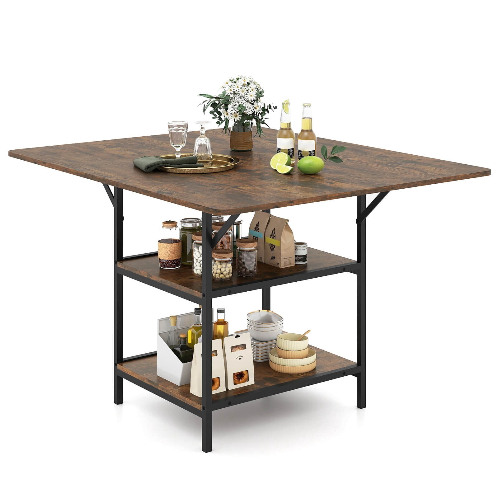 YKITRD Dining Table for 4-6 People, 47” Rectangular Kitchen Table with ...