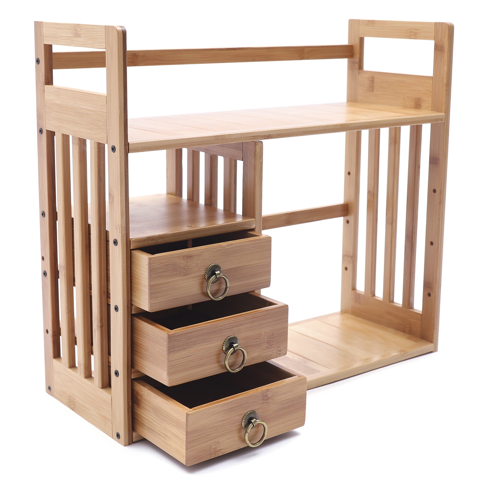 YKITRD NEW Bamboo Desk Bookshelf Small Expandable Desktop Organizer ...