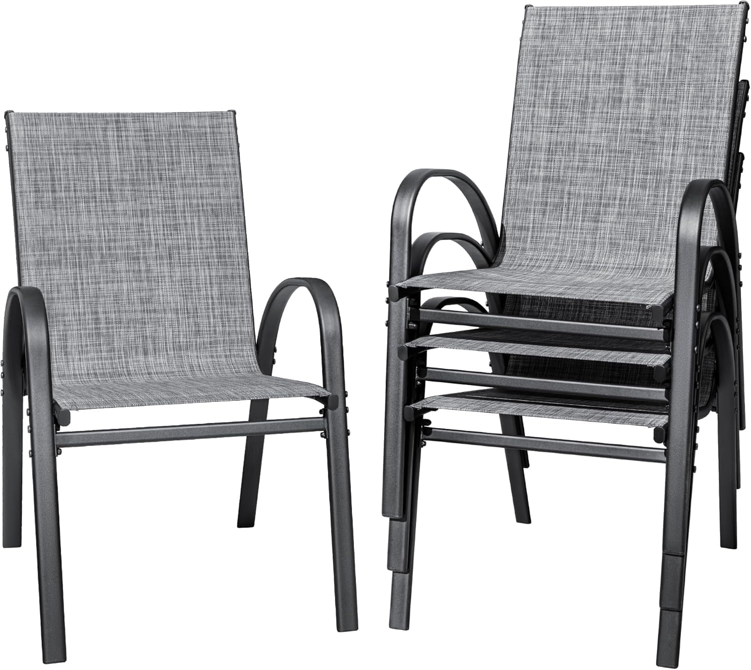YKITRD Patio Chairs Teslin Stackable Outdoor Chairs Dining Chairs Set ...