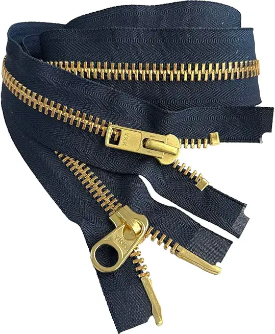 YKK #10 Brass Two Way Heavy Duty Metal Jacket Zipper Automatic Lock Slider Separating - Choose ...