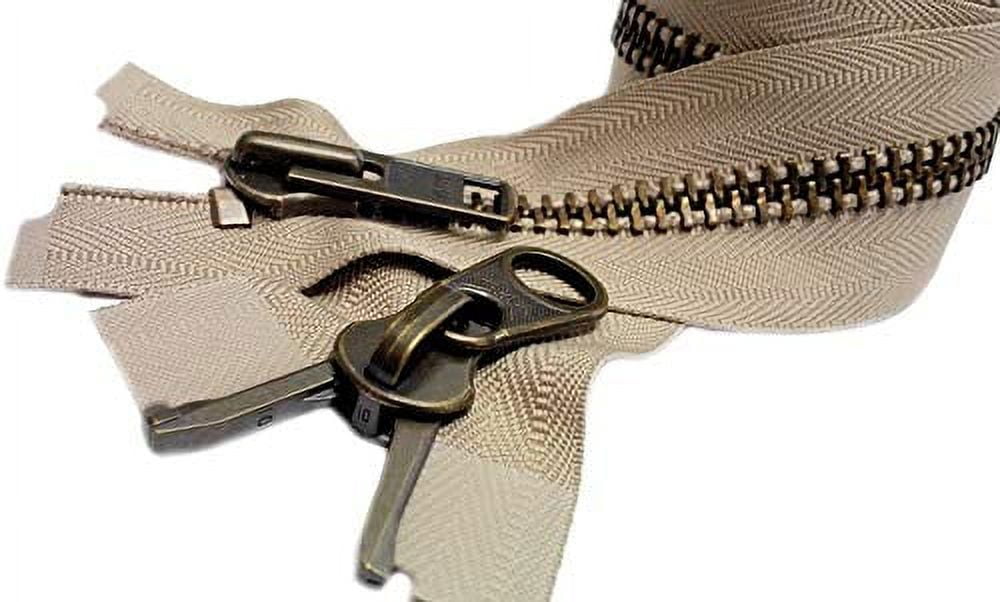 YKK #10 Extra Heavy Duty Antique Brass Beige Parka"2-Way" Dual Separating Jacket Zipper - Choose ...