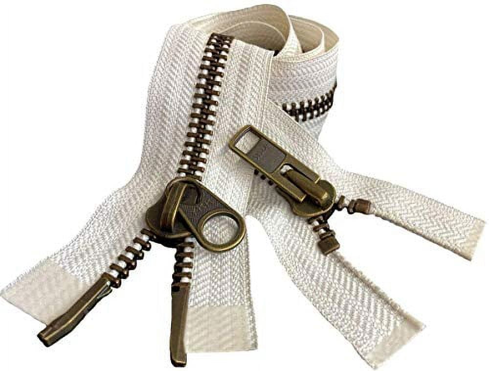 YKK #10 Extra Heavy Duty Antique Brass Off-White Parka"2-Way" Dual Separating Jacket Zipper ...