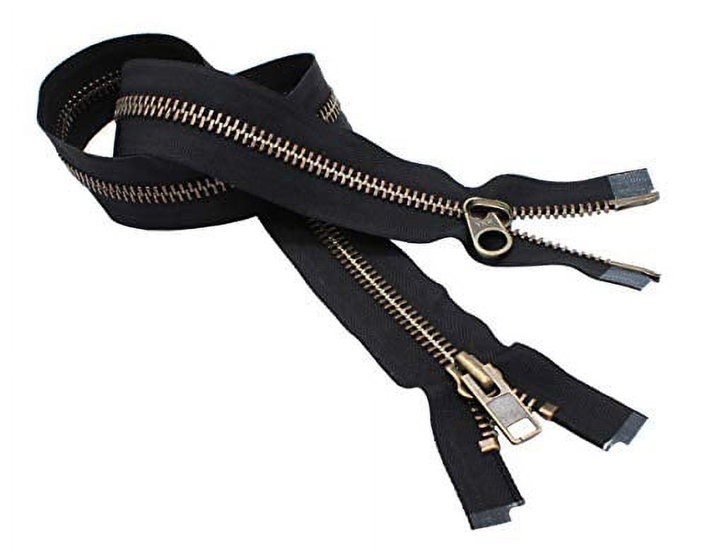 YKK #10 Extra Heavy Duty Antique Brass Parka"2-Way" Dual Separating Jacket Zipper Color Black (1 ...