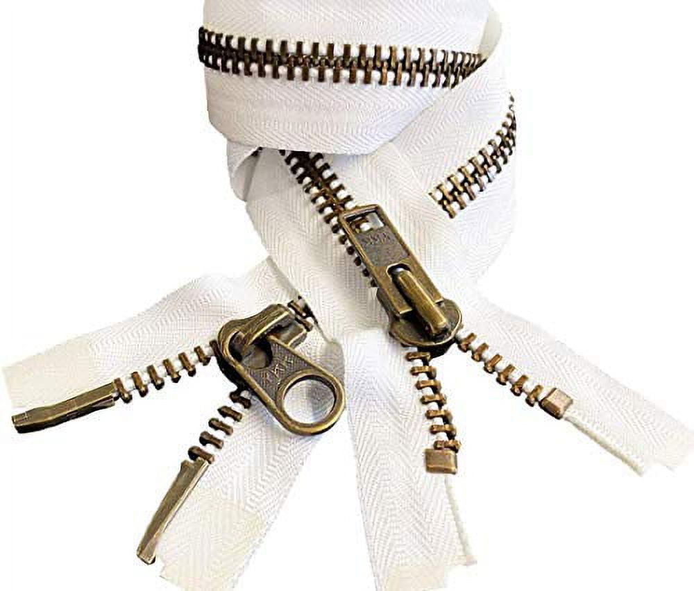 YKK #10 Extra Heavy Duty Antique Brass White Parka"2-Way" Dual ...