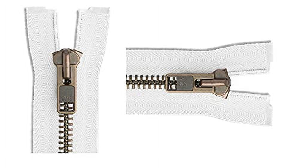 YKK #10 Extra Heavy Duty Antique Brass White Parka Separating Jacket Zipper - Choose Your Length ...