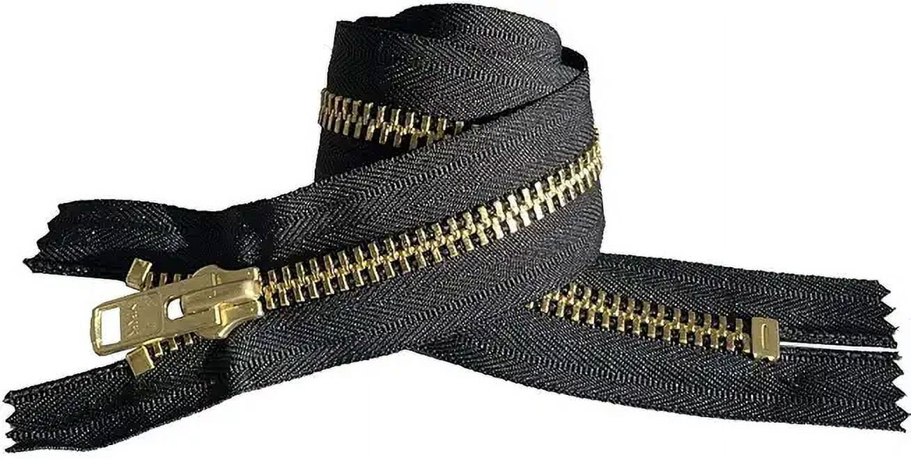 YKK #10 Extra Heavy Duty Black Brass Closed Bottom Zipper - Color Black ...