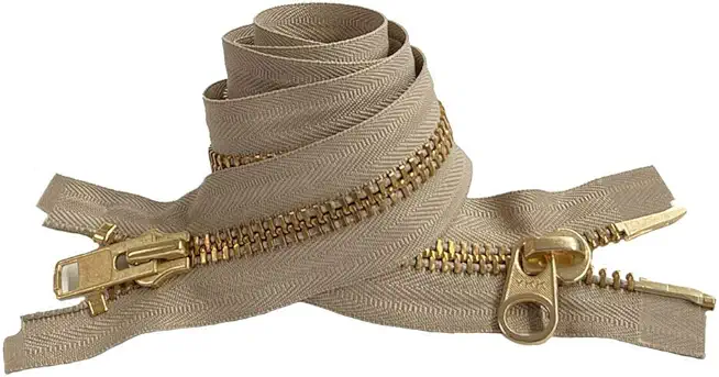 YKK #10 Extra Heavy Duty Brass Beige Parka "2-Way" Dual Separating Jacket Zipper - Color: Beige ...