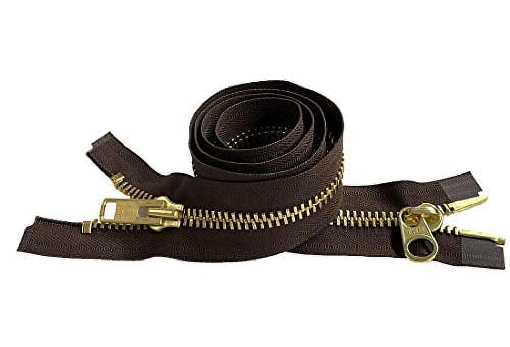 YKK #10 Extra Heavy Duty Brass Brown Parka"2-Way" Dual Separating Jacket Zipper - Color: Brown ...