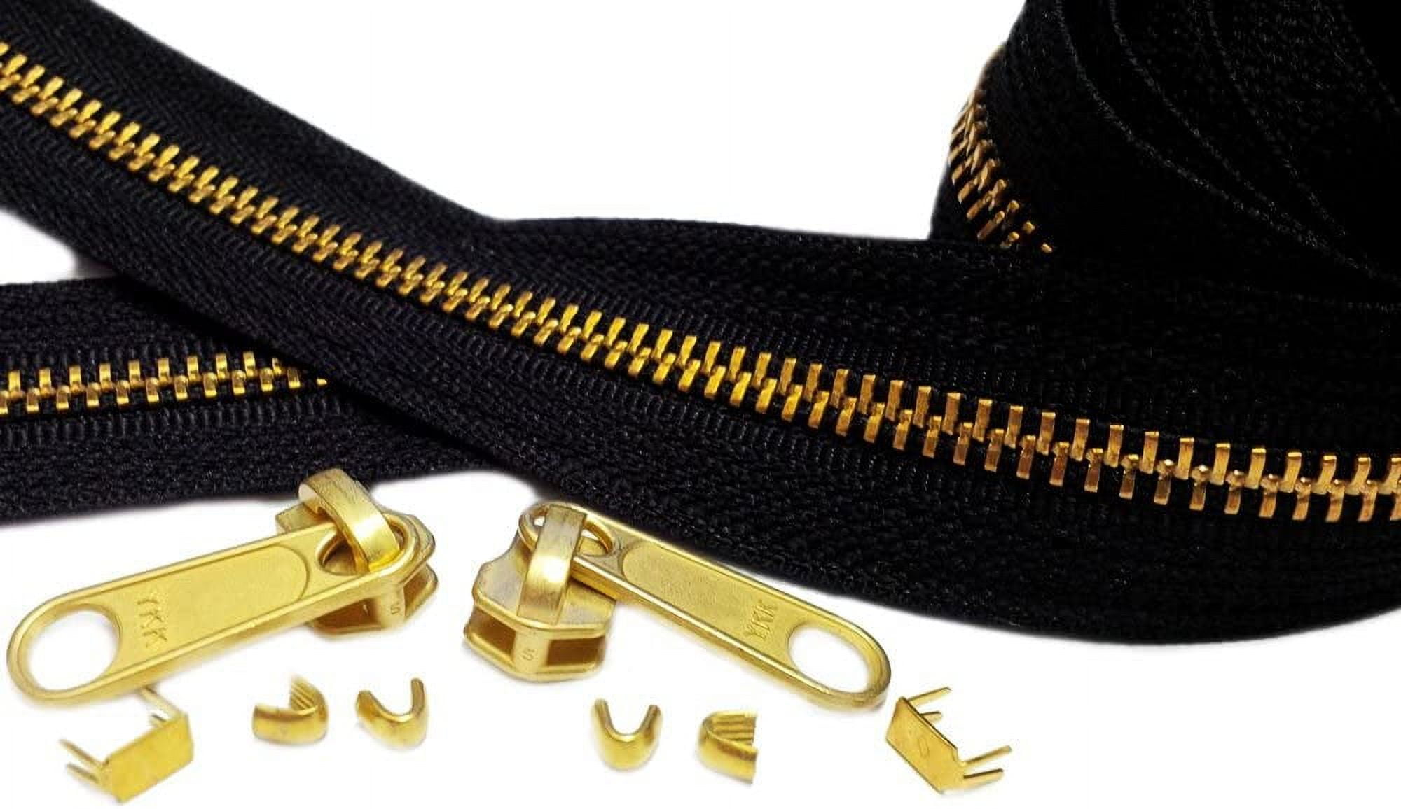 YKK® 10 Yards Brass Chain Zipper Replacement Black - YKK #5 with 10 ...