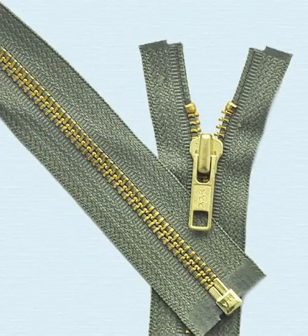 YKK 22" Medium Weight Jacket Zipper YKK #5 Brass ~ Separating ~ 562 Sage Green (1 Zipper/Pack ...