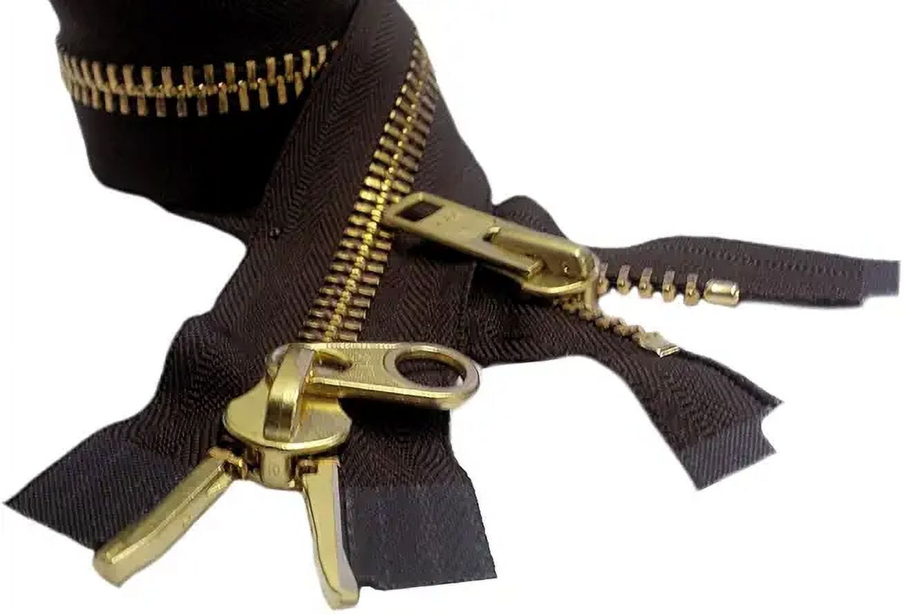 YKK® 36" YKK Parka Zipper #10 Brass Extra Heavy Duty 2/Way Separating - Color 570 Brown (1 ...