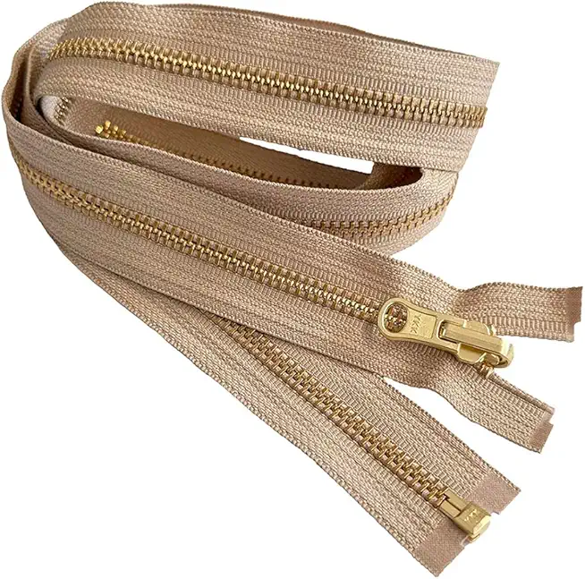 YKK #5 Brass Metal Medium Weight Inside/Outside Reversible Slide Jacket ...