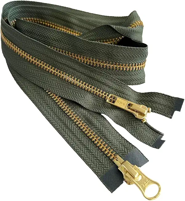 YKK #5 Brass Two-Way Medium Weight Metal Jacket Zipper Automatic Lock ...