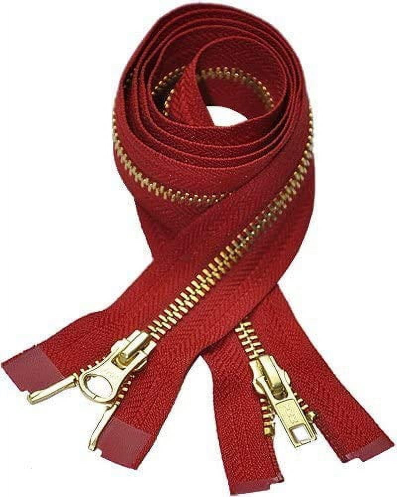 YKK #5 Medium Weight Brass Hot Red"2-Way" Dual Separating Jacket Zipper ...