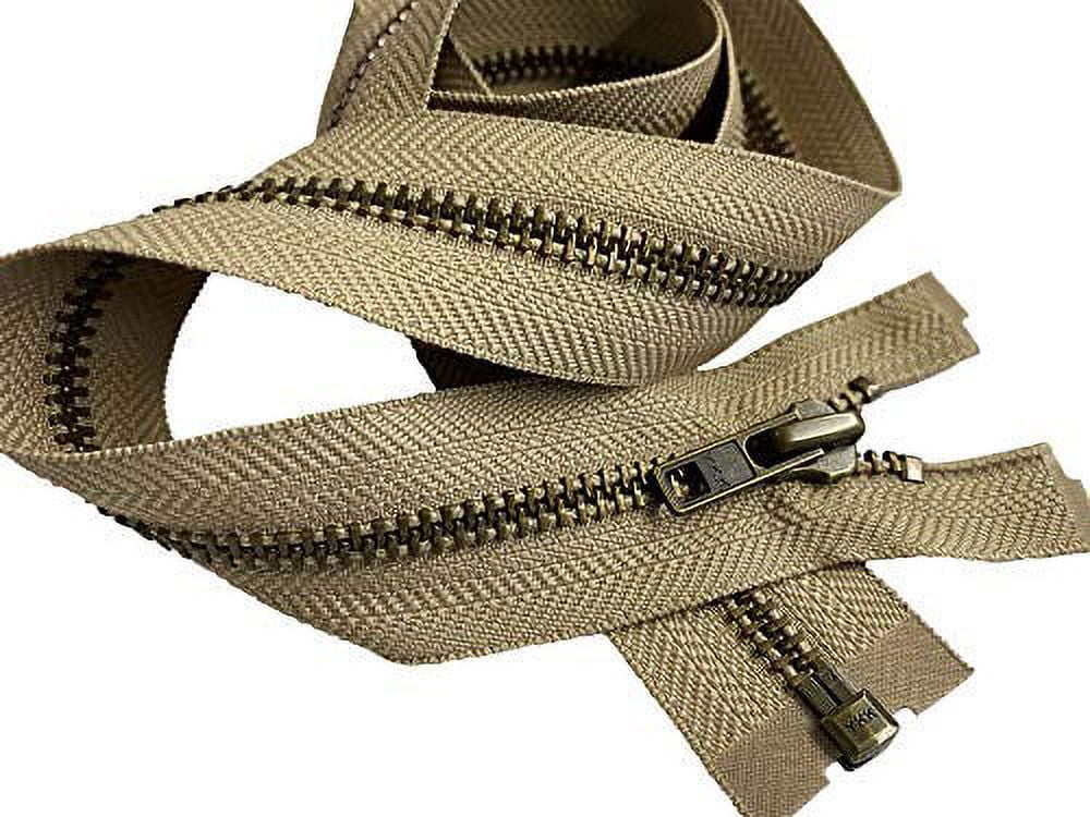 YKK #7 14 Inch to 36 Inch Antique Brass Separating Jacket Zipper Heavy Duty Metal Zippers for ...