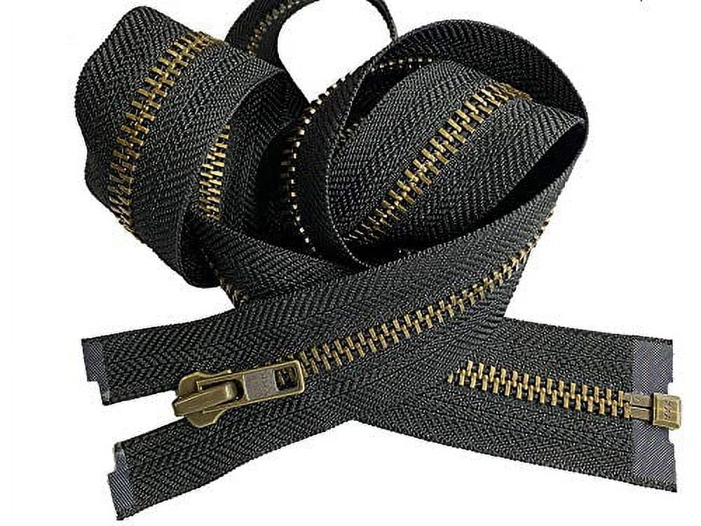 YKK #7 14 Inch to 36 Inch Antique Brass Separating Jacket Zipper Heavy Duty Metal Zippers for ...