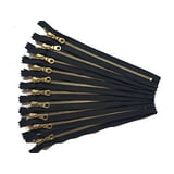 YKK Golden Brass Metal Zippers in Black with Donut pulls 8 Inch Number ...